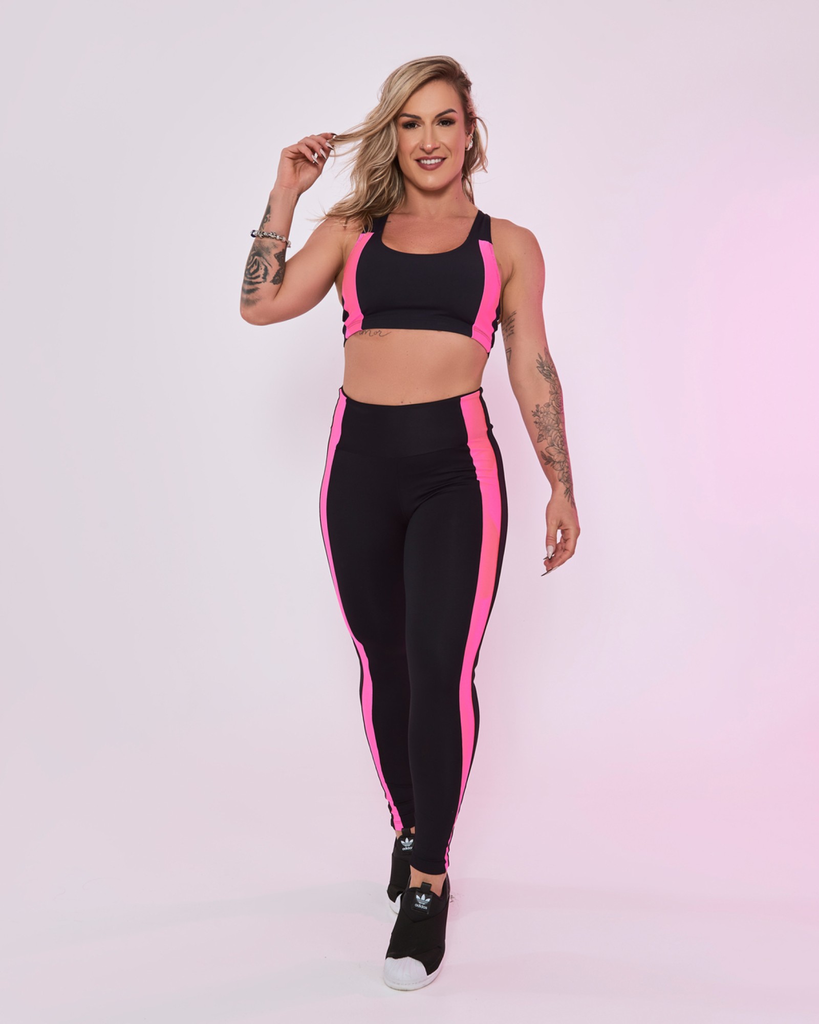 Top Amazing Preto com Rosa - Power Fit